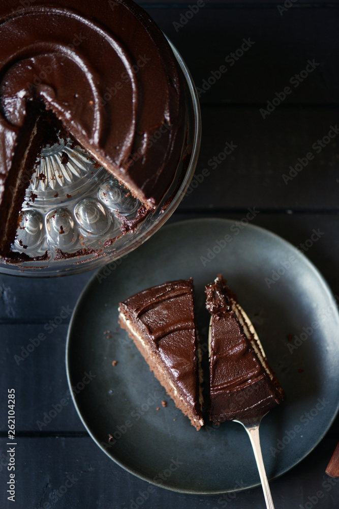 Dark chocolate devil's food cake Stock Photo | Adobe Stock