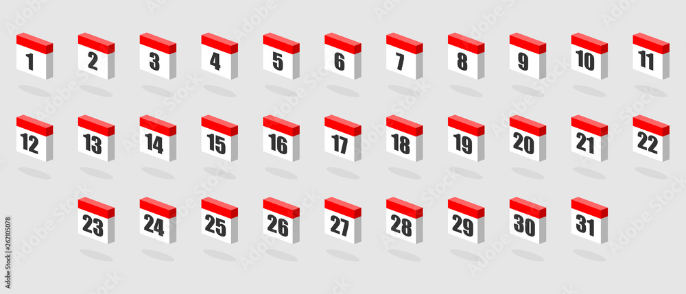 Flat design of calendar month icon set. Vector Illustration. Stock ...