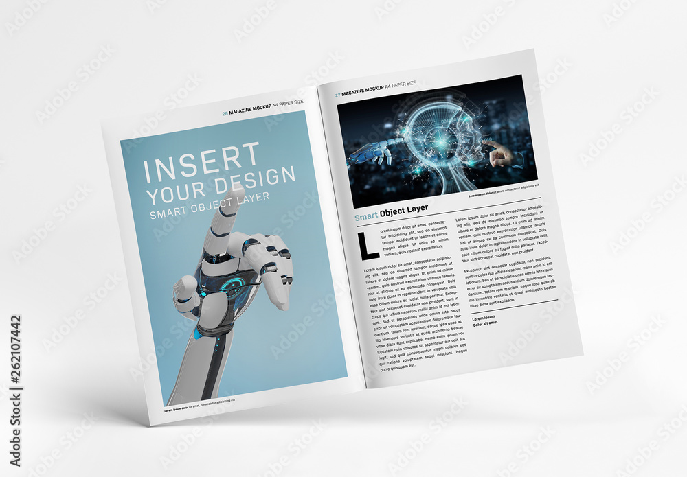 Floating Magazine Mockup on White Background Stock Template | Adobe Stock