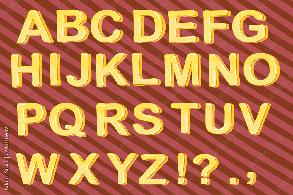 Vector funny cartoon yellow bubble letters Isolated on white background ...