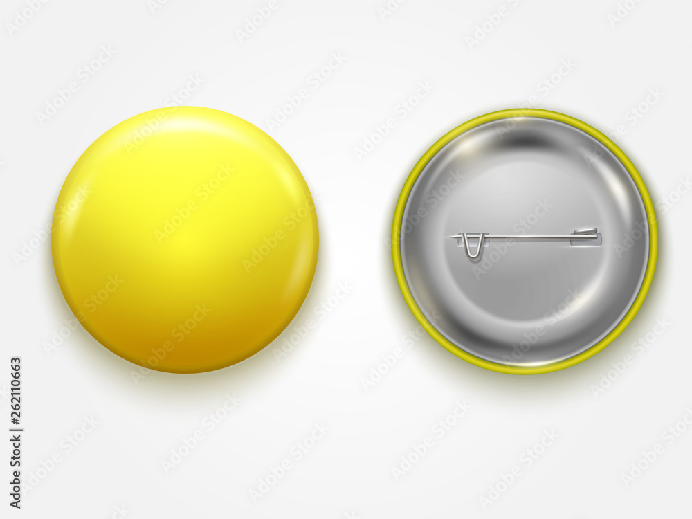 Realistic Blank yellow badge, vector realistic illustration isolated on ...