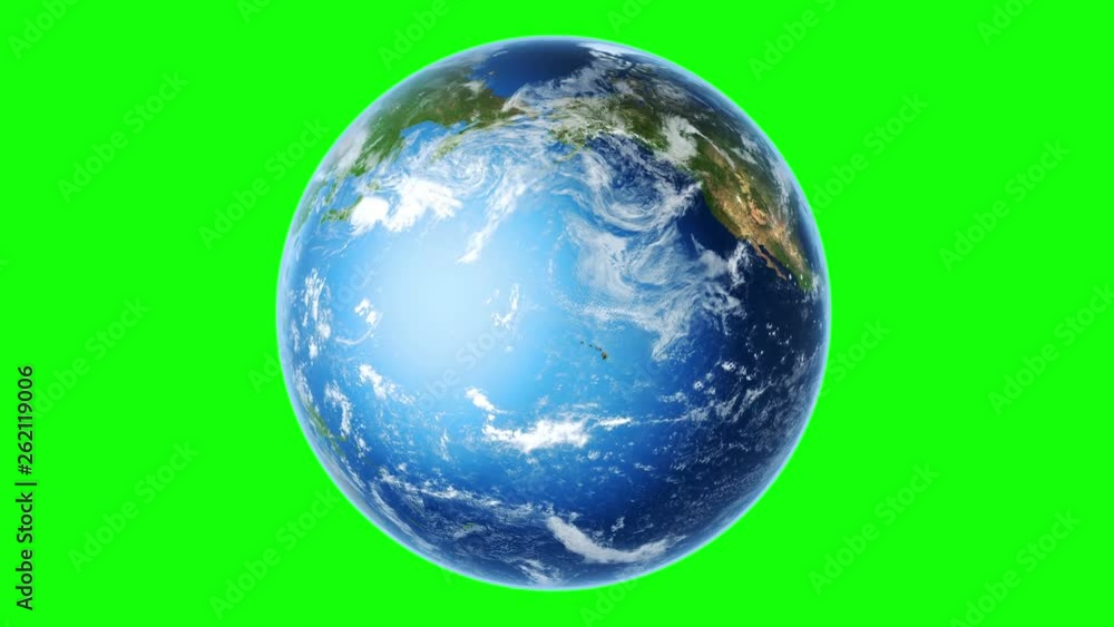 Realistic Earth Rotating (Loop on Greenscreen) 4K Stock Video | Adobe Stock
