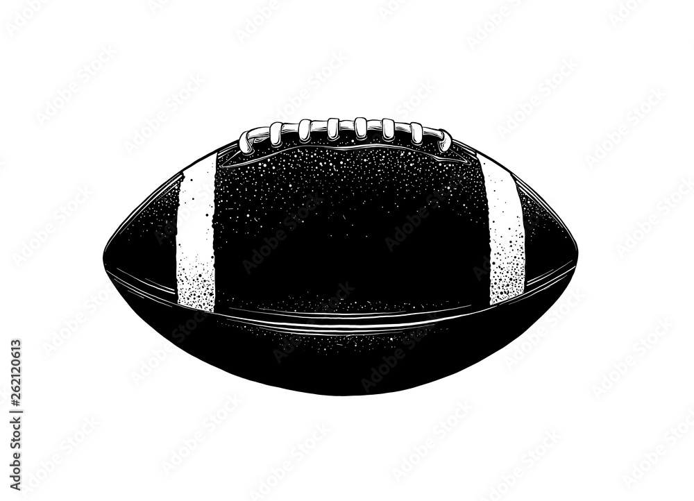 Vector drawing of rugby ball in black color, isolated on white ...