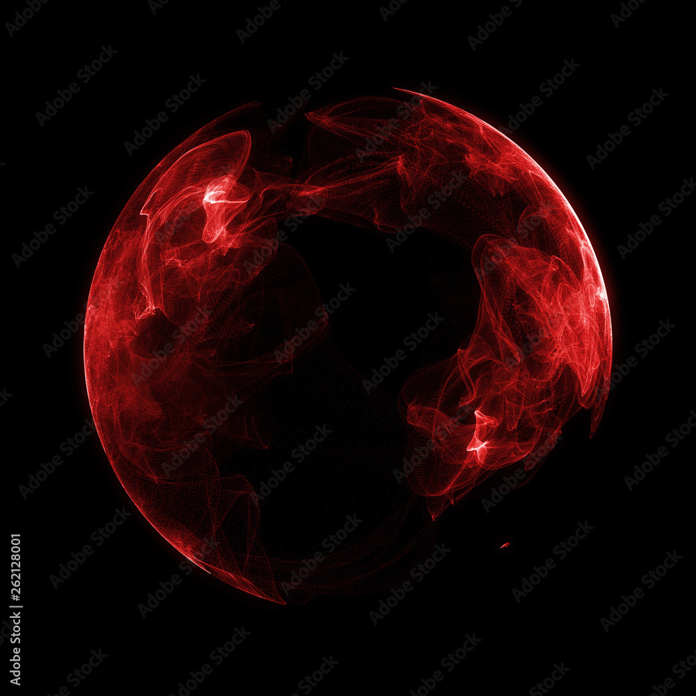 Abstract particle sphere, science background.Virtual flow big binary ...