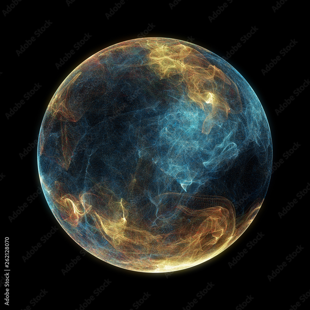 Abstract particle sphere, science background.Virtual flow big binary ...