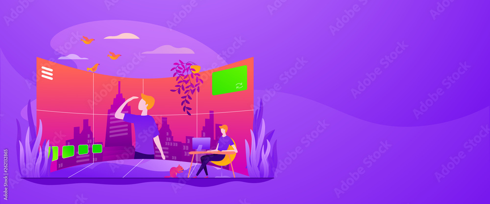 Virtual tour, 3d reality tours, virtual reality walk concept. Vector ...