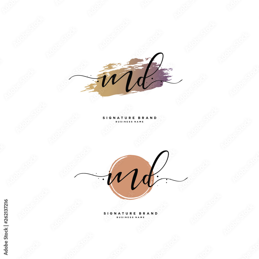 M D MD Initial letter handwriting and signature logo. Stock Vector ...