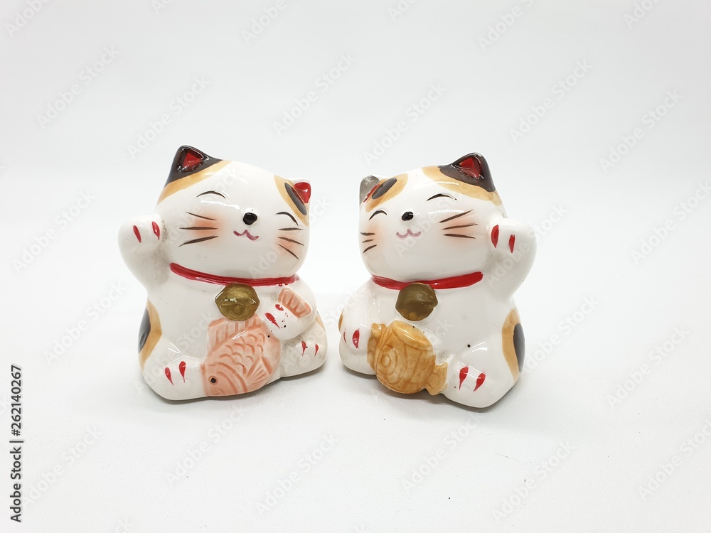 Porcelain Cat Statue representing luck symbol and sign for traditional ...