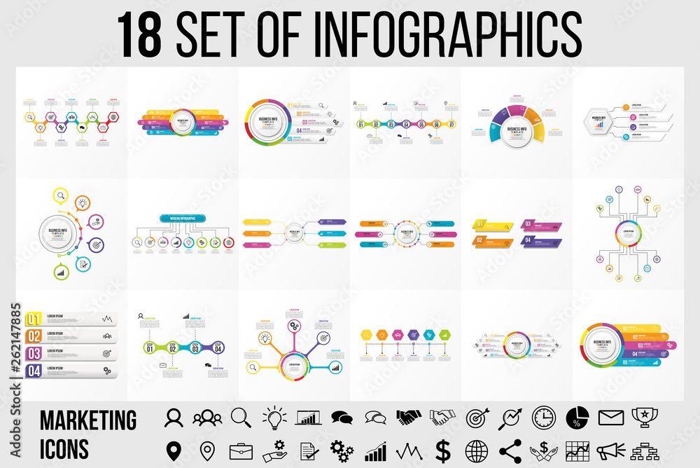 Fototapeta mapa świata dla dzieci Vector Infographic Template Design with Options and steps ...