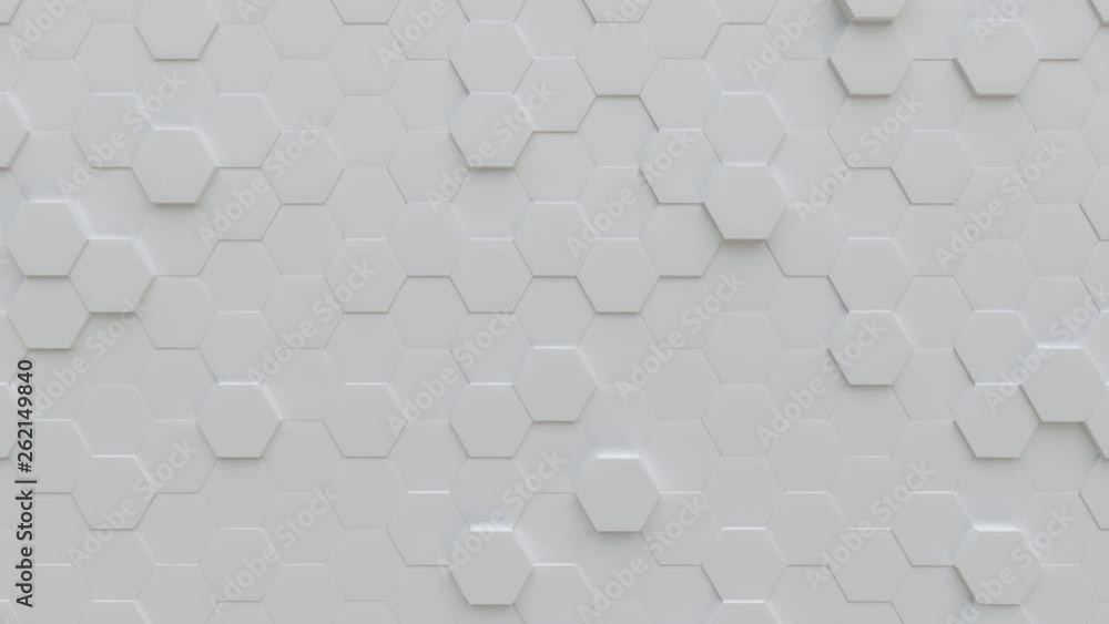 Abstract Hexagon Geometric Surface Loop: light bright clean minimal hexagonal grid pattern ...