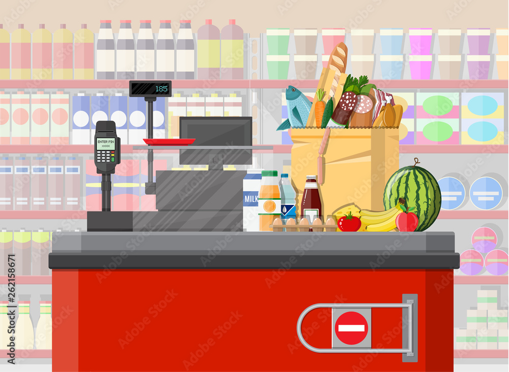 Supermarket Counter Vector