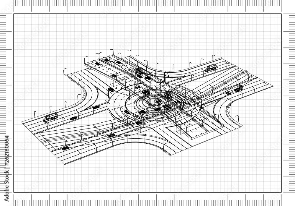 Interchange Architect Blueprint Stock Illustration | Adobe Stock