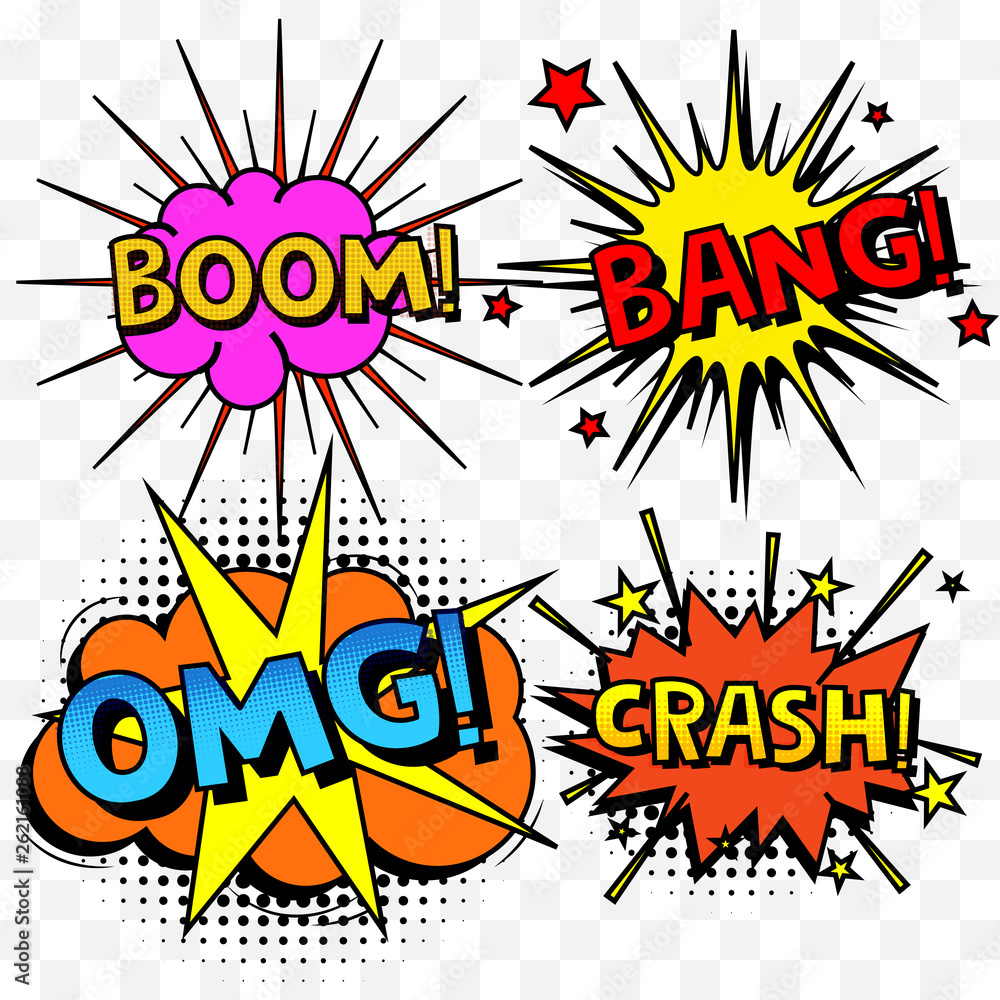 Comic speech sound replicas set. Stock Vector | Adobe Stock