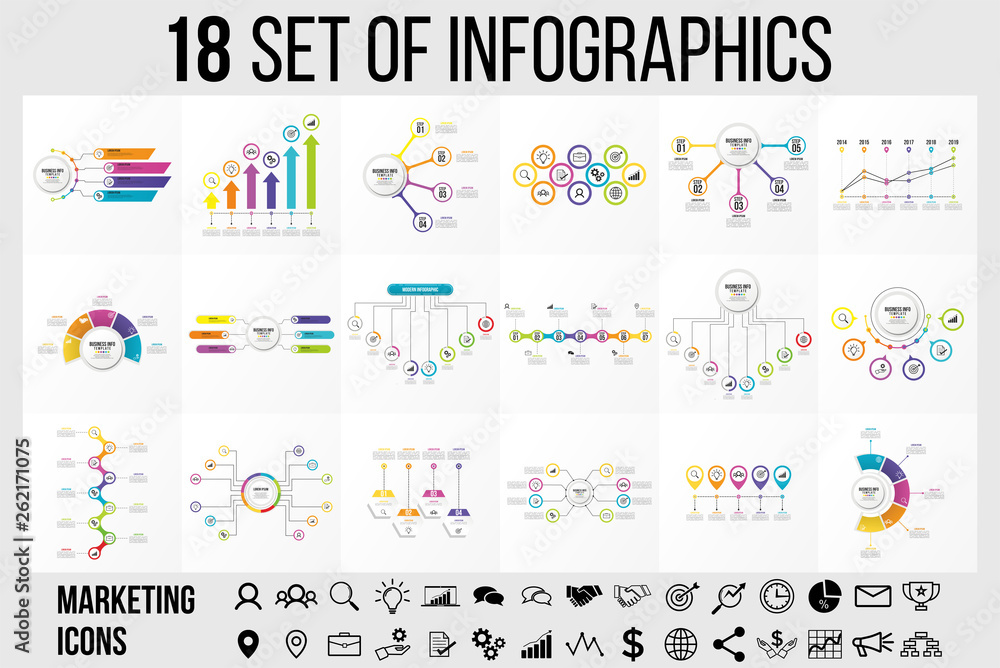 Vector 18 Set Of Infographics Template Design . Business Data ...