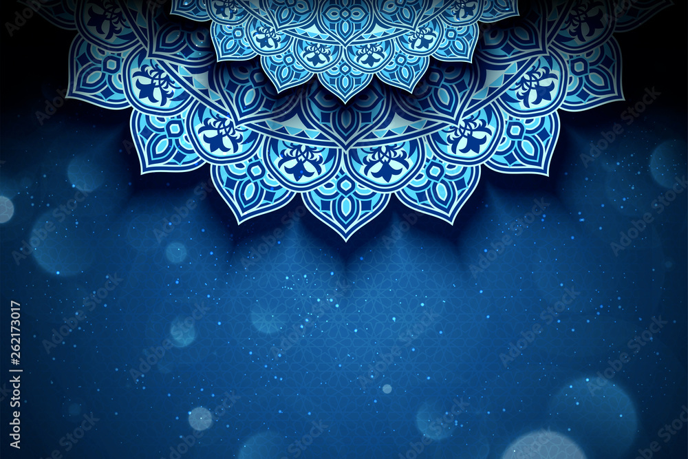 Blue arabesque flower background Stock Vector | Adobe Stock