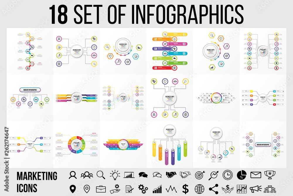 Vector 18 Set Of Infographics Template Design . Business Data ...