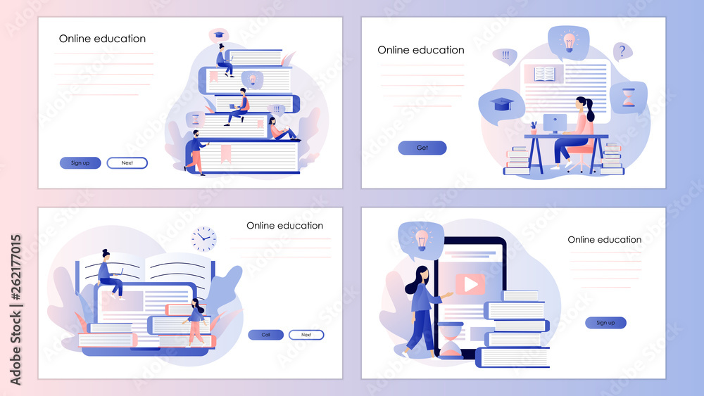 Online Education. Screen template for mobile smart phone, landing page ...