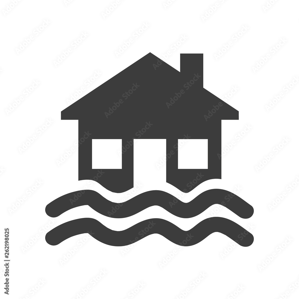 Flood icon on white background. Stock Vector | Adobe Stock