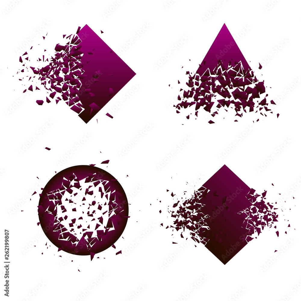 Set of explosion templates isolated on white background. Square ...