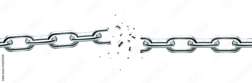Broken chain vector design illustration isolated on white background ...