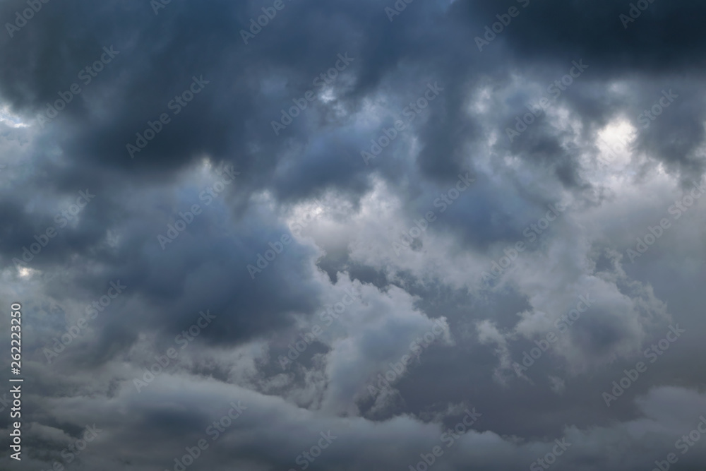 Storm, dark, heavy Cumulus clouds covered the sky. Very dangerous and ...