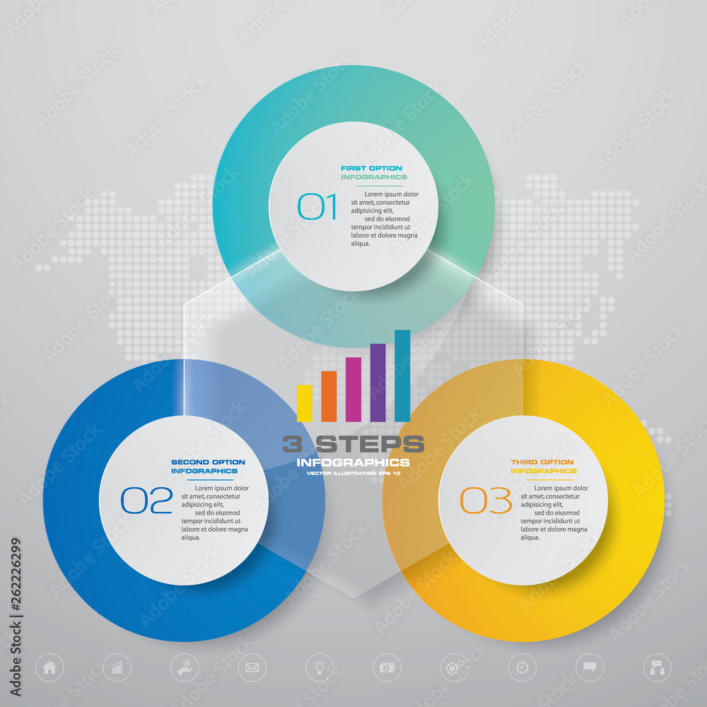 3 steps simple&editable process chart infographics element. EPS 10 ...