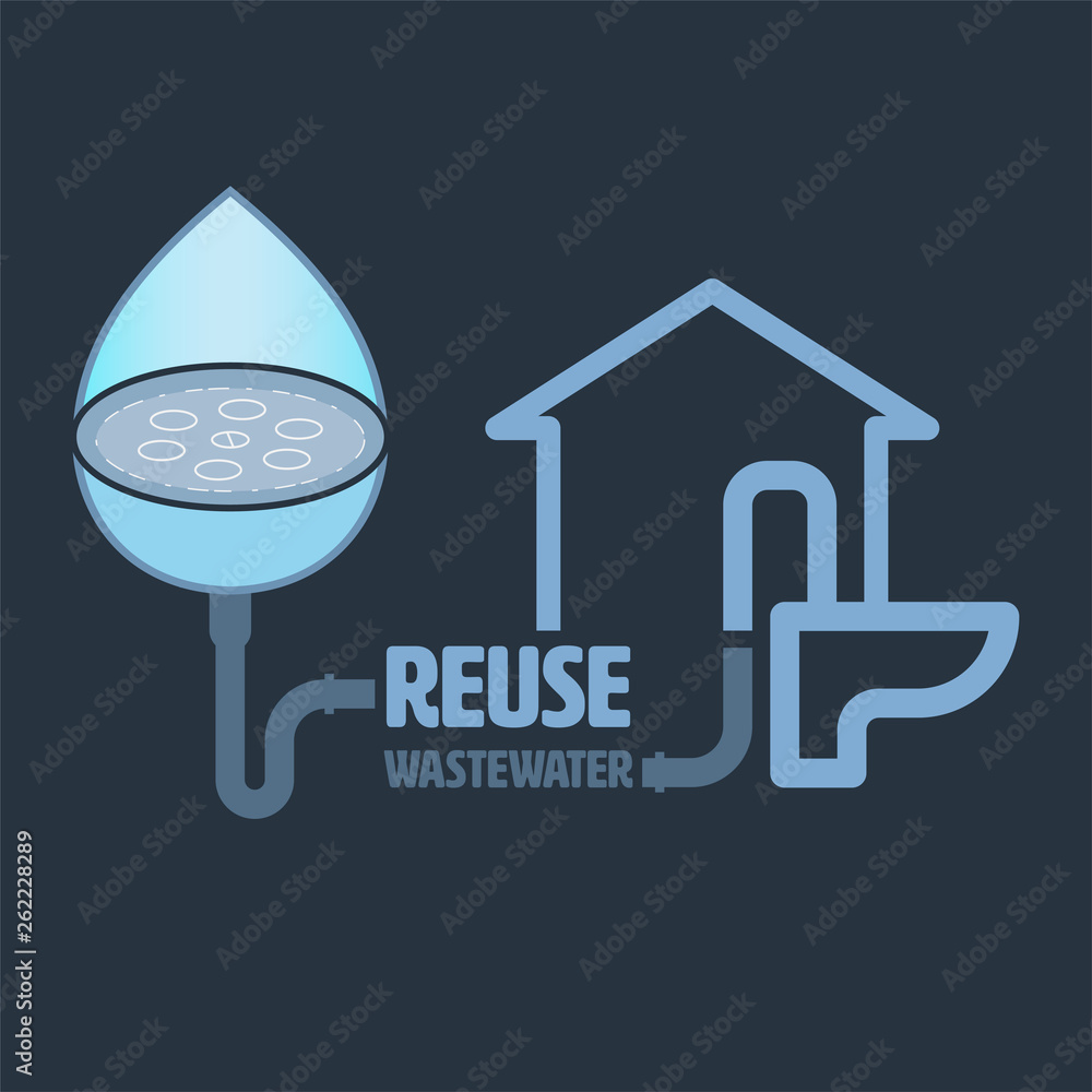 Reuse wastewater concept. Save environment metaphor. Household ...