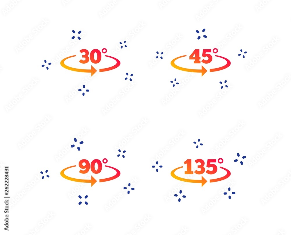 Angle 30-135 degrees icons. Geometry math signs symbols. Full complete ...