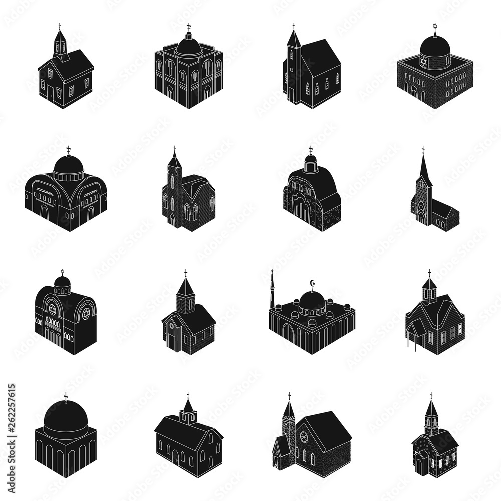 Vector design of parish and faith icon. Set of parish and building ...