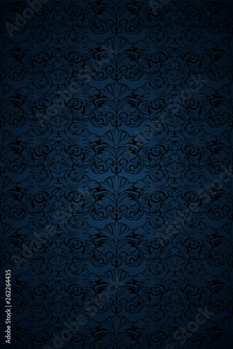 Blue Black Vintage Wallpaper