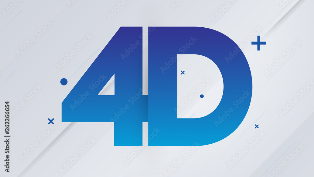Blue 4D Text on White Background - Vector Illustration Stock Vector ...