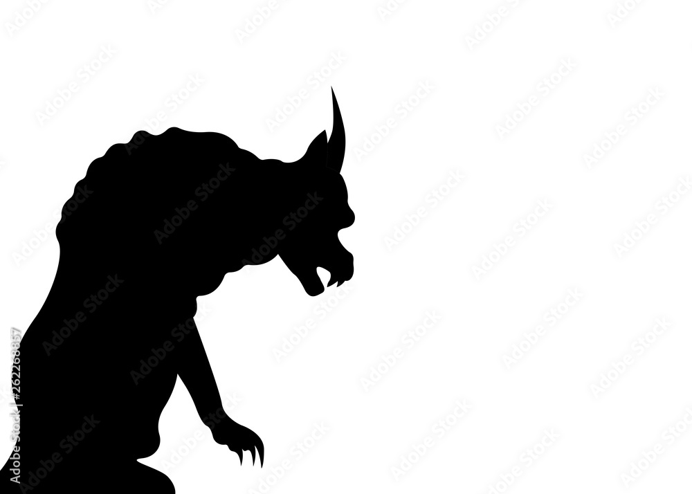 Gargoyle Chimera silhouette of Notre-Dame de Paris, gothic guardians ...