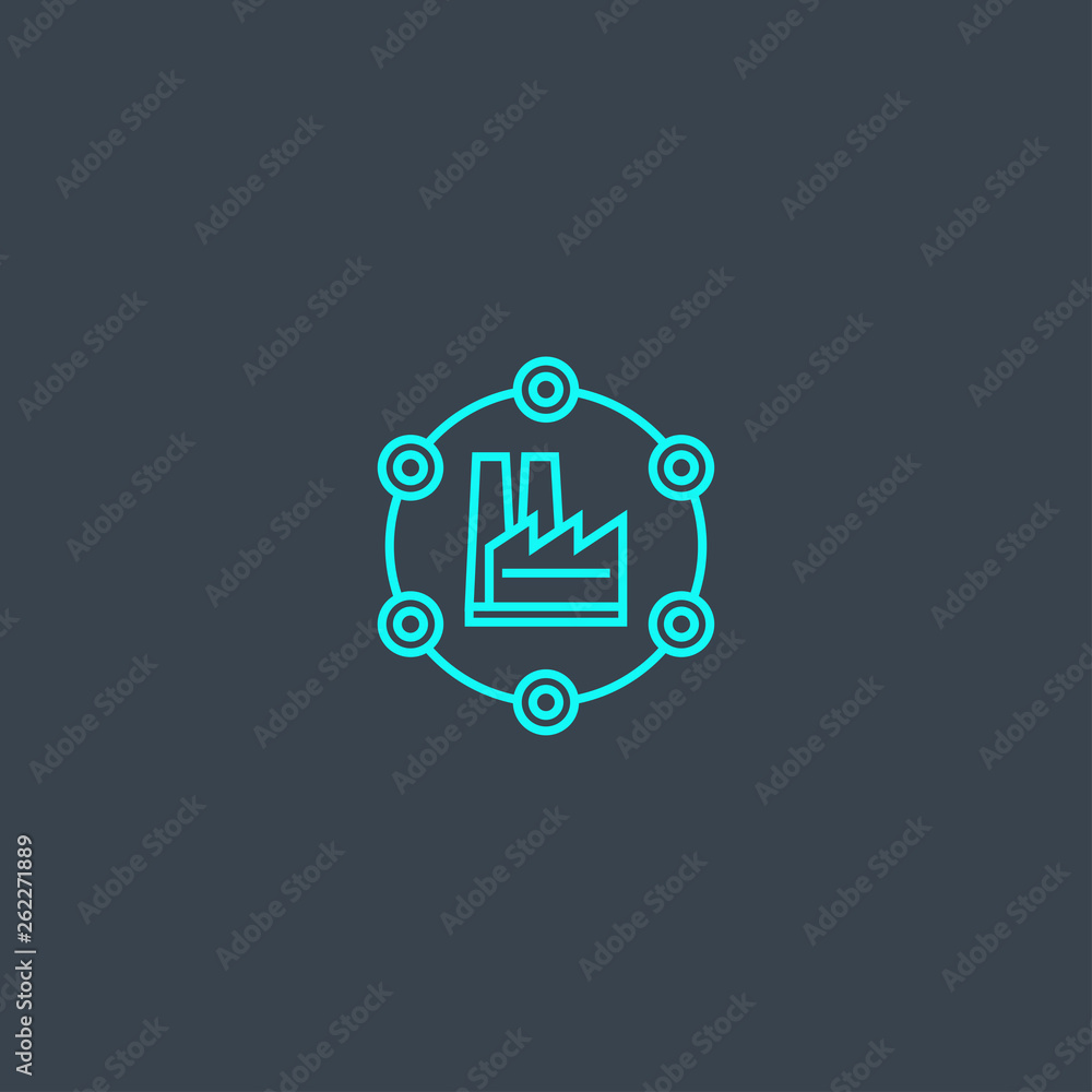 Industry 4.0 concept blue line icon. Simple thin element on dark ...