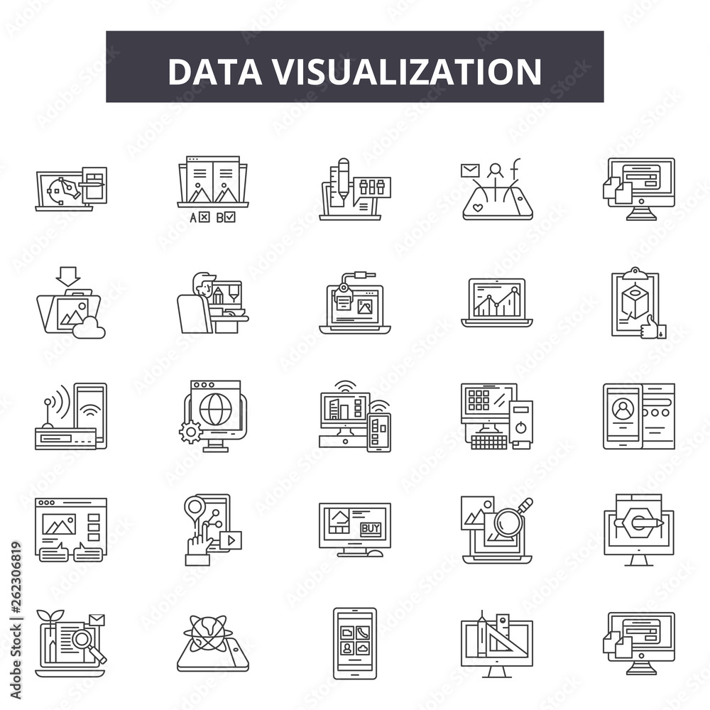 Data Visualization Line Icons Signs Set Vector Data Visualization Outline Concept