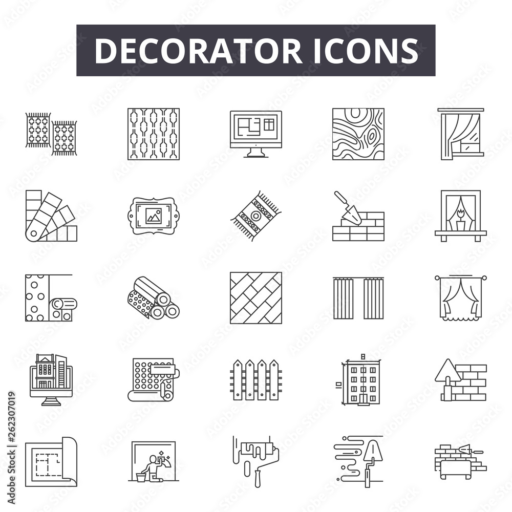 Decorator line icons, signs set, vector. Decorator outline concept ...