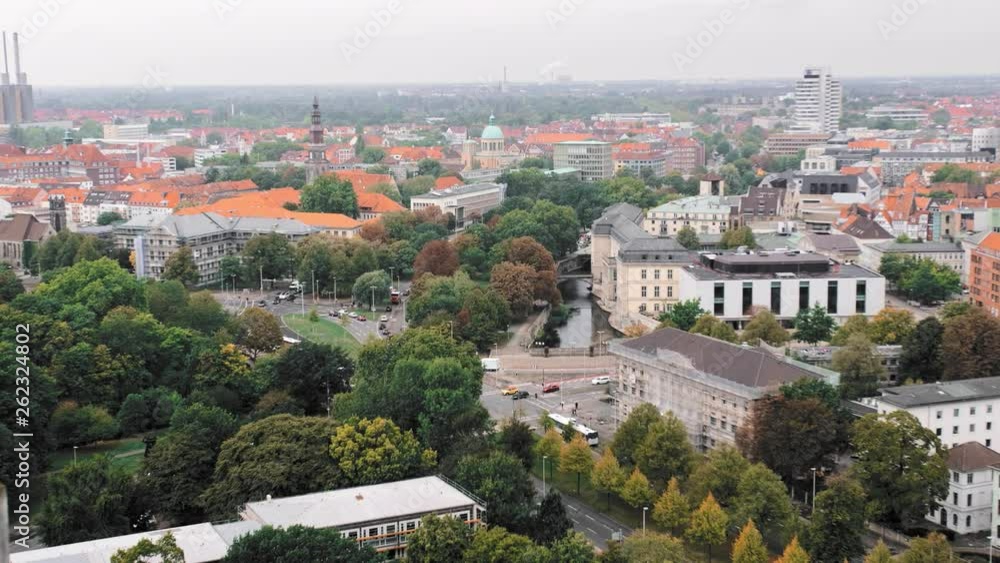 Video Stock Hannover, Germany a bird's-eye view. Lots of trees and ...