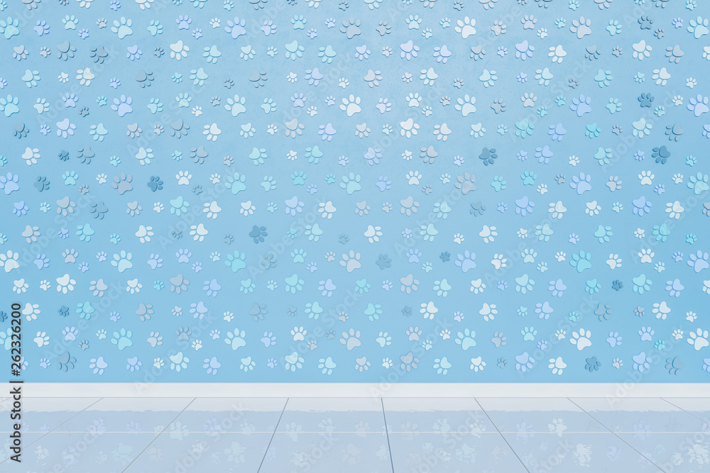 Room Detail with Paw Print Wallpaper 3D Rendering Stock Photo | Adobe Stock