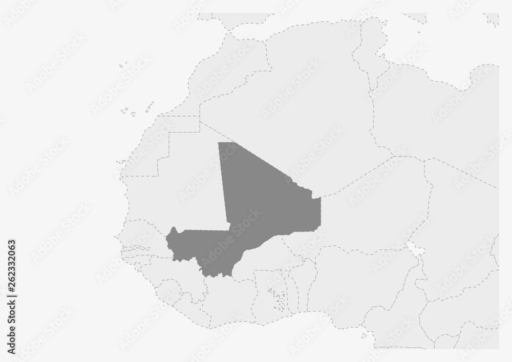 Map of Africa with highlighted Mali map Stock Vector | Adobe Stock