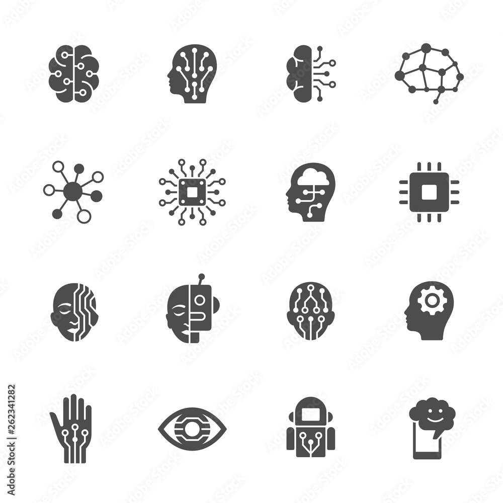 Artificial intelligence icon set Stock Vector | Adobe Stock