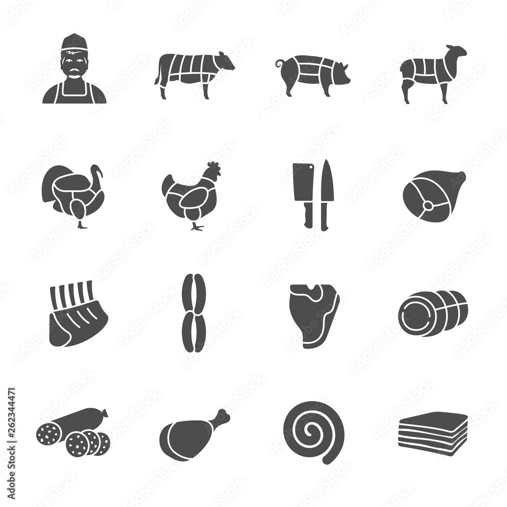 Butchery icons Stock Vector | Adobe Stock