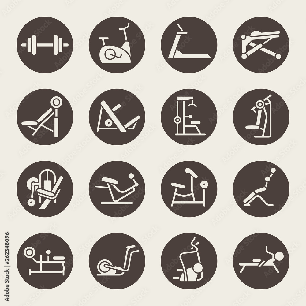 Gym equipment icon set Stock Vector | Adobe Stock