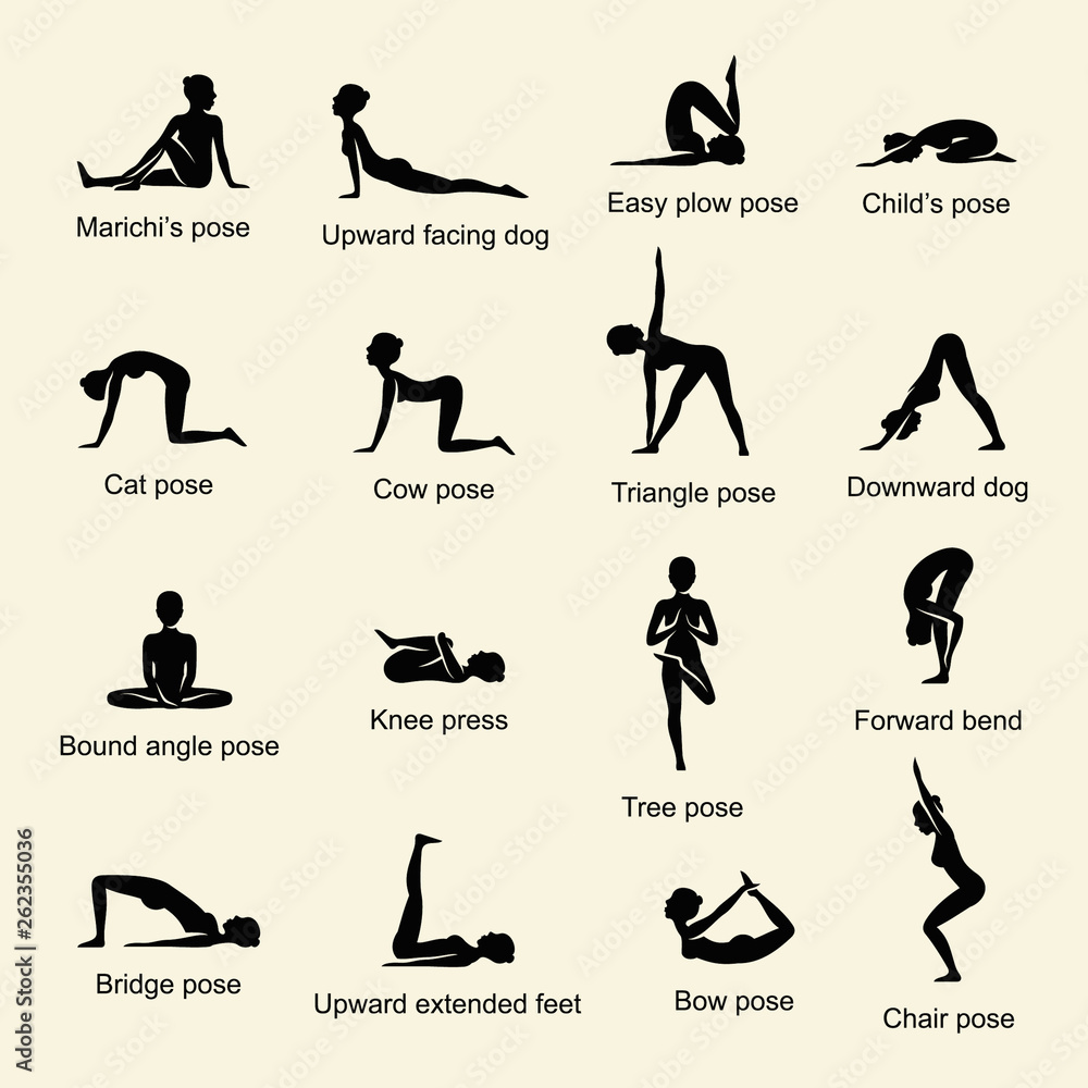 Yoga poses vector set Stock Vector | Adobe Stock