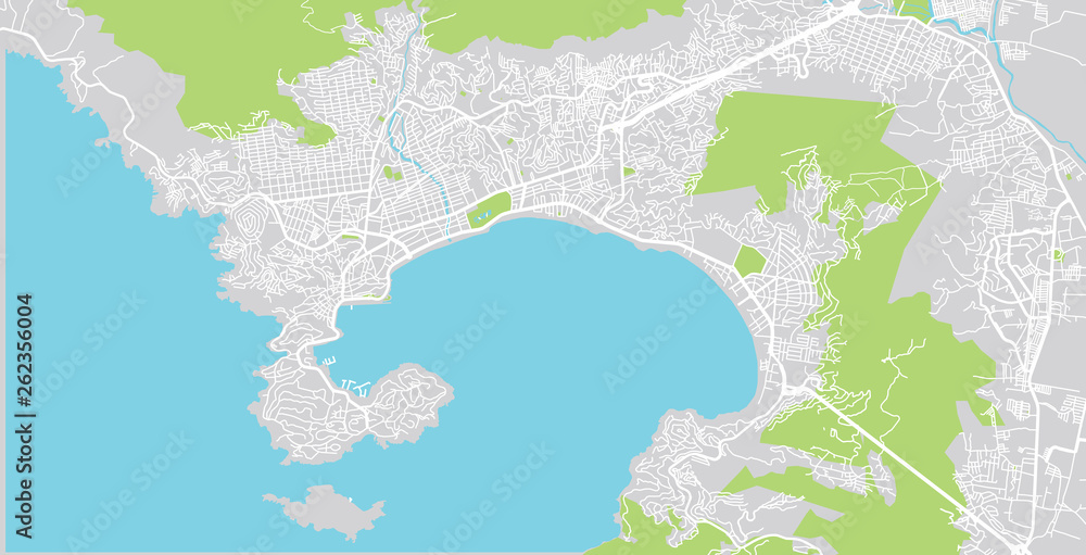 Urban vector city map of Acapulco, Mexico Stock Vector | Adobe Stock