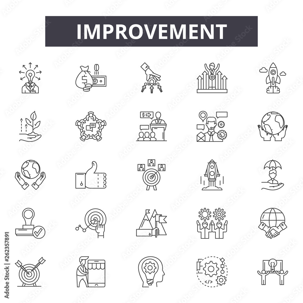 Improvement line icons, signs set, vector. Improvement outline concept ...