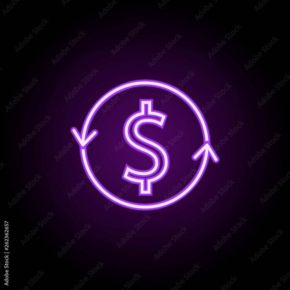 circulation of money neon icon. Elements of finance and chart set ...