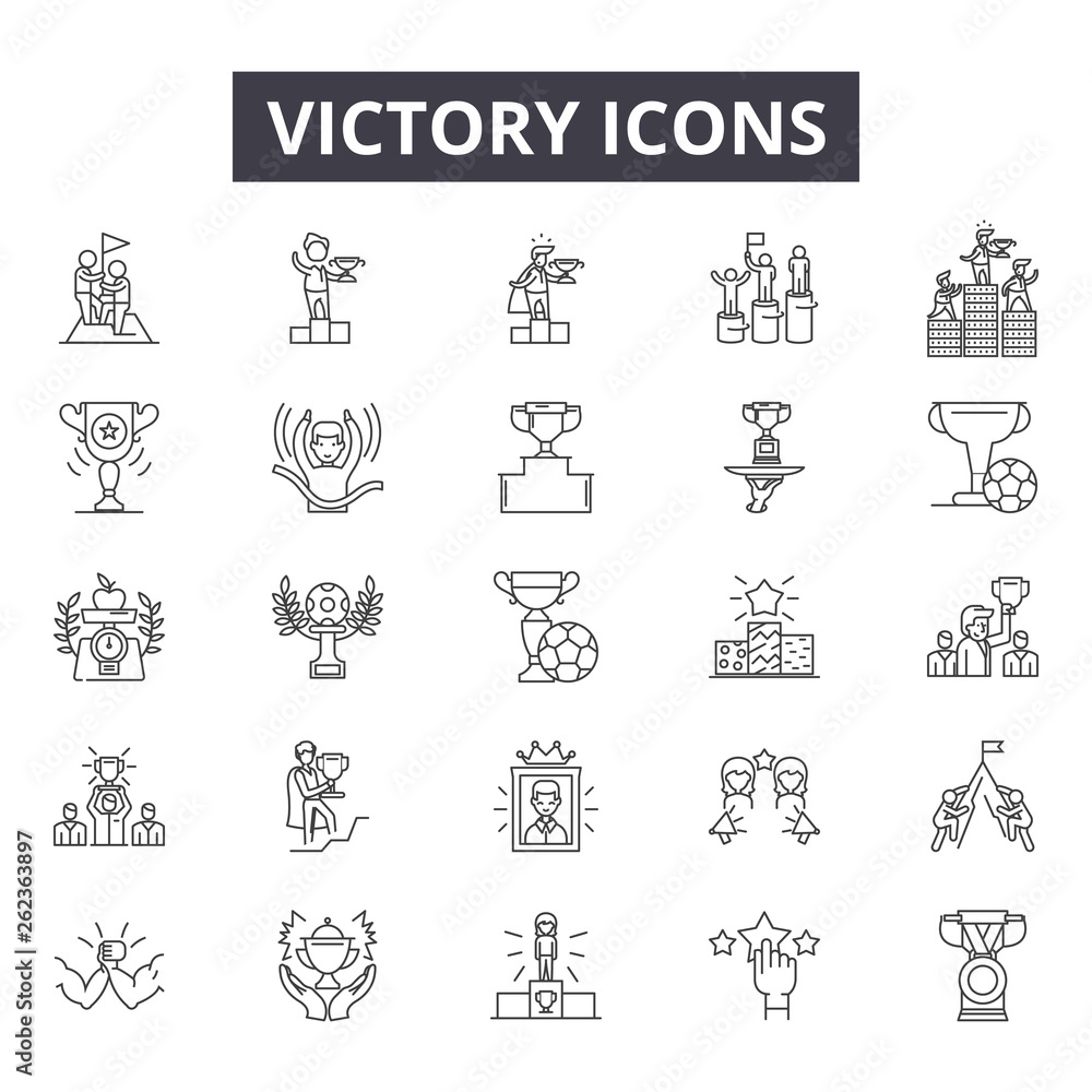 Victory line icons, signs set, vector. Victory outline concept ...