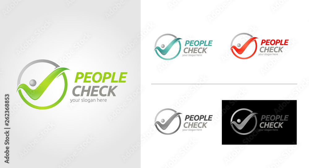 People Check Logo Template Stock Vector | Adobe Stock