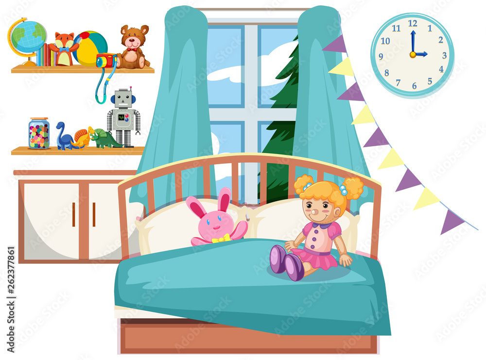 Cute kid bedroom interior Stock Vector | Adobe Stock