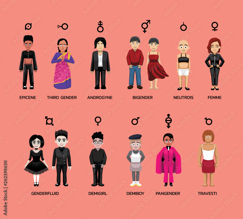 Various LGBTQ Characters Cartoon Cute Characteristics Set Stock Vector ...