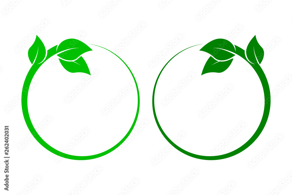 green circle with leaves, eco frame, border for text Stock Vector ...